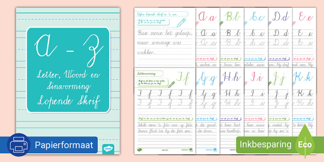 Letter, Woord en Sinsvorming - Lopende Skrif - Twinkl