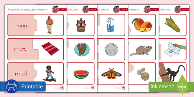 Grade R Phonics: Self-correcting Puzzles Letter m - Twinkl