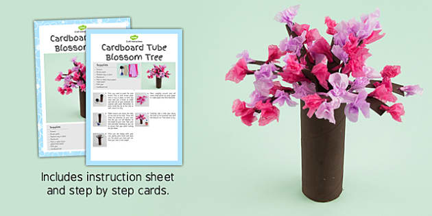 Cardboard Tube Blossom Tree Craft Instructions - Twinkl