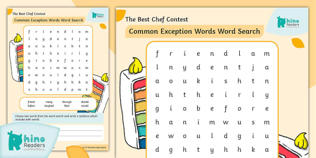 Level 5b The Best Chef Contest: Common Exception Words Word Search