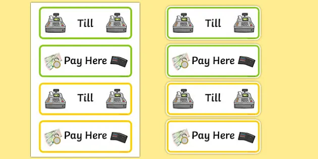Editable Role Play Till and Pay Here Labels (teacher made)