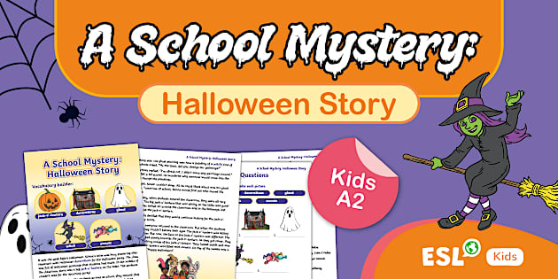 Halloween School Mystery Reading Comprehension {ESL}