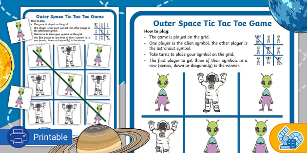 Outer Space Tic Tac Toe Printable Game for Space Activities