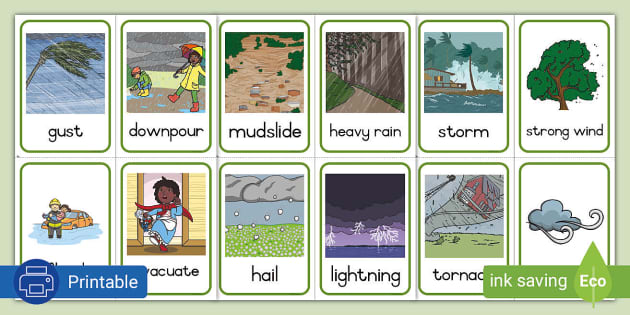 Disasters - Storms and Strong Winds: Word Cards - Twinkl