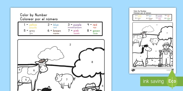 Farm Color by Numbers - Farm Color by Numbers (teacher made)