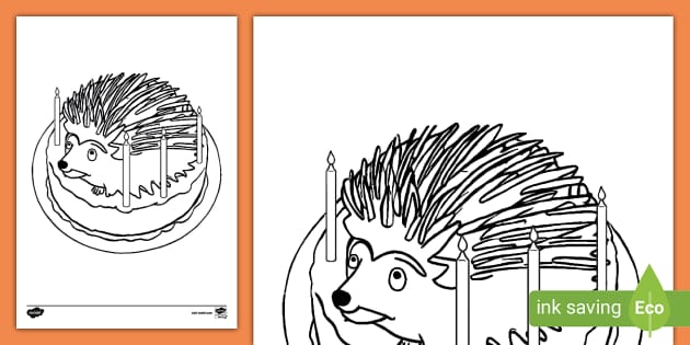 * NEW * Hedgehog Cake Colouring Sheet - Twinkl