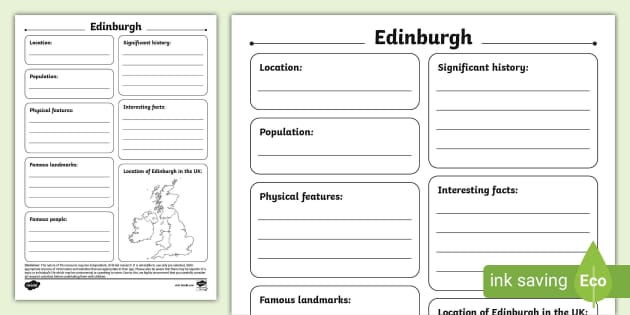 Edinburgh Fact File Template,Edinburgh (teacher made)