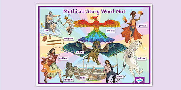 Mythical Story Word Mat (teacher made) - Twinkl