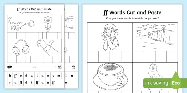 'ff' Words Phonics Resource | Cut and Stick Worksheet