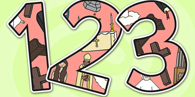 Christianity Themed A4 Display Numbers-christianity, themed, A4, display,