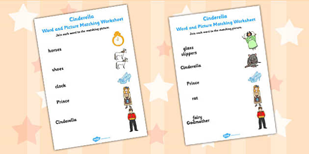 Cinderella Pictures and Words | Matching Activity | Twinkl
