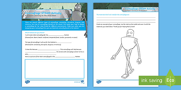 Camouflage STEAM Activity to Support Learning on The Wild Robot