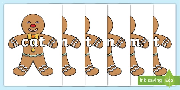 CVC Words on Gingerbread Man Display Cut-Outs - - Twinkl