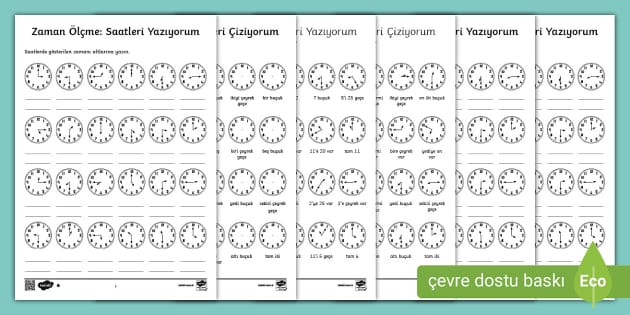 Saatleri Söylüyorum ve Çiziyorum | Etkinlik Sayfaları