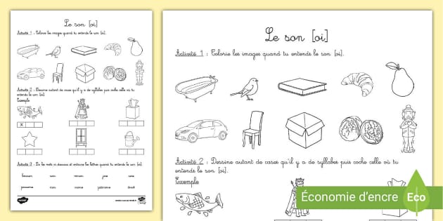 * NEW * Feuille d'activités : Le son [oi] - Twinkl