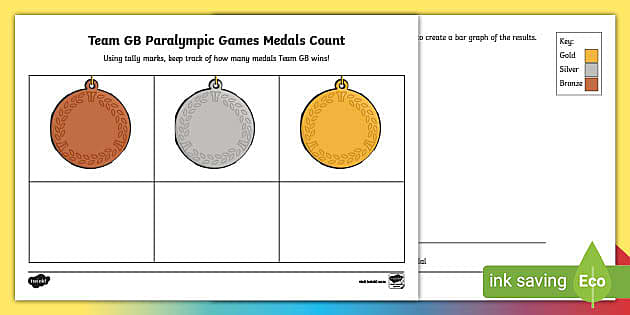 Team GB Paralympic Games Medals Count and Graph Worksheet