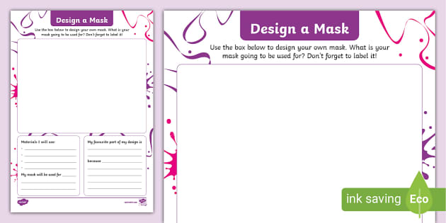 Design a Mask Worksheet (teacher made) - Twinkl