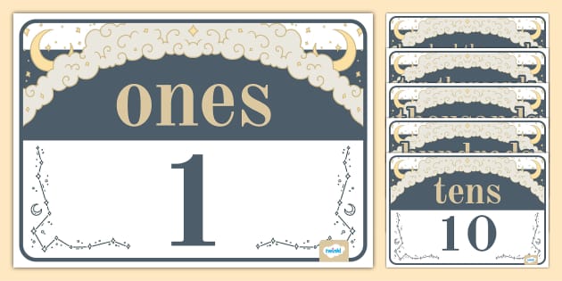 Celestial Themed Place Value Strip Display Cards - Twinkl