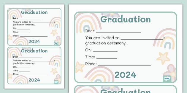 Editable Muted Rainbow Graduation Invitation | Twinkl