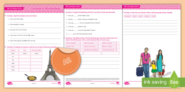 ESL Curriculum Level 6, Lesson 4 Worksheet (teacher made)