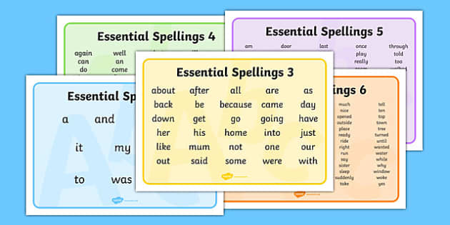 Essential Spelling Lists Word Mats Primary English