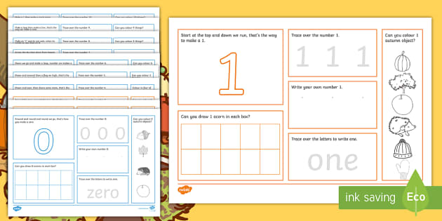 Autumn-Themed Number Formation Mats 0 to 10 Activity Pack