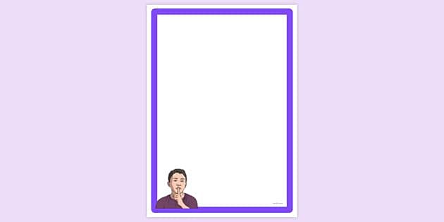 FREE! - Simple Blank Boy Being Quiet Page Border | Page Borders