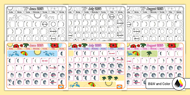 2023 Summer Moon Phases Calendars (teacher made) - Twinkl