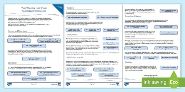 👉 Year 2 Maths Tutor Initial Assessment Resources 👉 Year 2 Maths Tutor Initial Assessment Resources