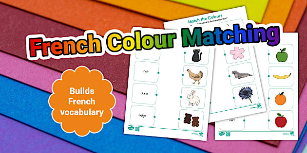 French Words for Colours Matching Worksheet