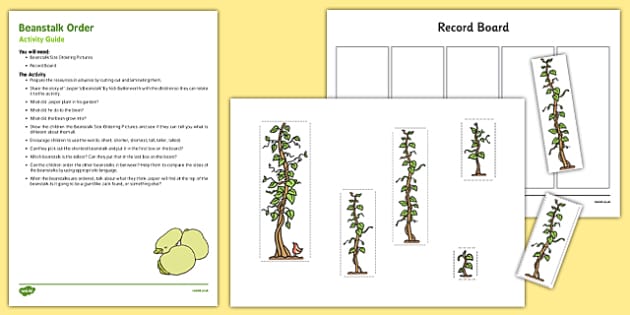 Beanstalk Order Busy Bag Resource Pack for Parents to Support Teaching on