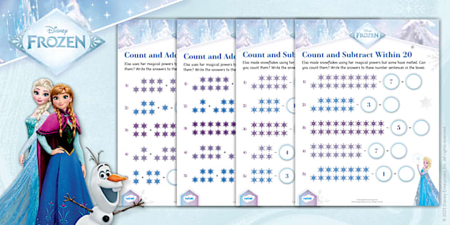 Frozen: Count, Add, and Subtract Within 10 and 20 Math