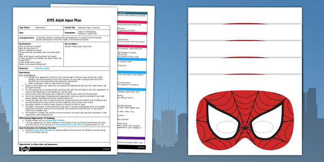 Superhero Super Listening EYFS Adult Input Plan - superhero