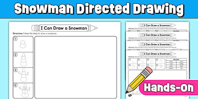 Snowman Directed Drawing | Printable Draw and Write Worksheets