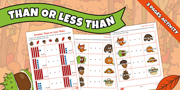👉 Autumn-Themed Greater Than Less Than Activity Sheets