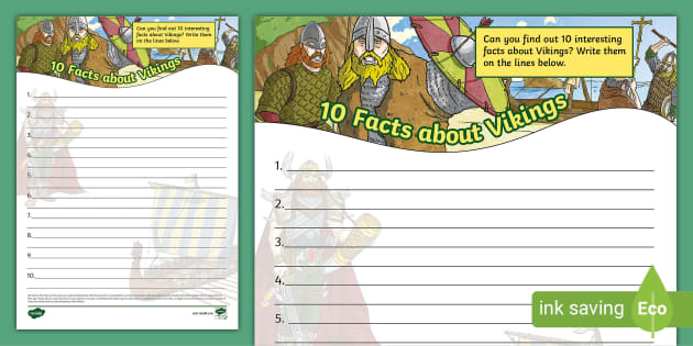 10 Interesting Facts about Vikings Worksheet (teacher made) 10 Interesting Facts about Vikings Worksheet (teacher made)