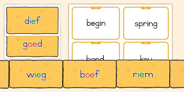 Graad 2 Klanke Woordmuurkaarte ie, oe - Twinkl