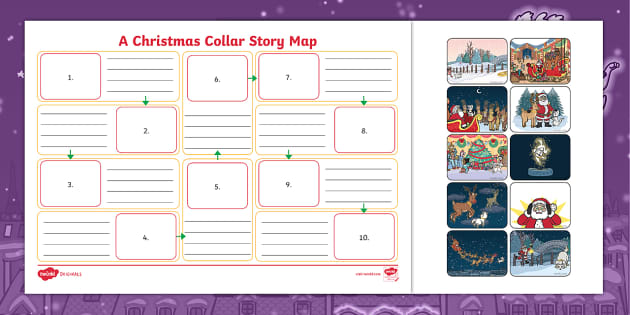 A Christmas Collar Story Map (teacher made) - Twinkl