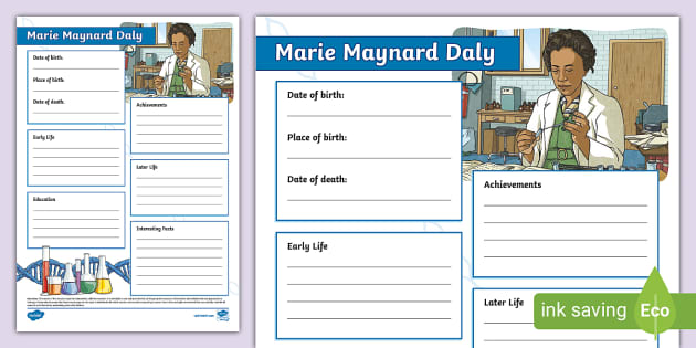 Marie Maynard Daly Fact File Template (Teacher-Made)