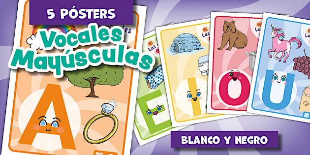 Póster Vocales Mayúsculas |Lectoescritura| Preescolar |PK| K