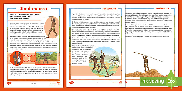 Jandamarra Fact File Aboriginal and Torres Strait Islander