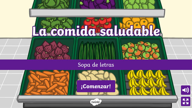 Sopa de letras sobre la comida saludable
