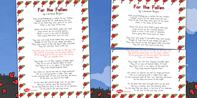 Remembrance Day Poem For The Fallen A3 Poster