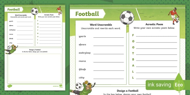 Football Boredom Buster Worksheet (Teacher-Made) - Twinkl