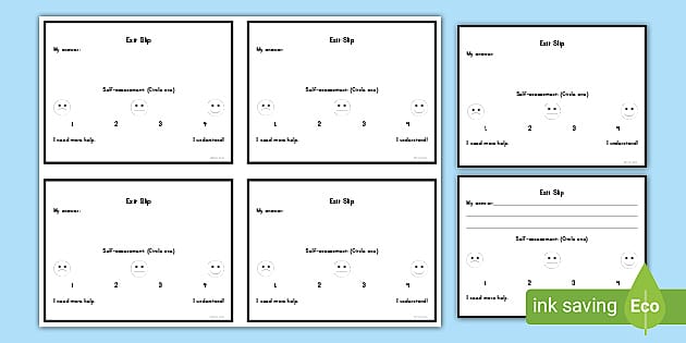 Classroom Exit Slip Template - Classroom Management - Twinkl