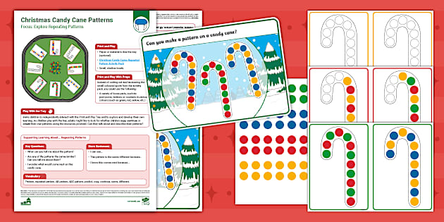 👉 Christmas Candy Cane Patterns Print and Play Tray | Twinkl