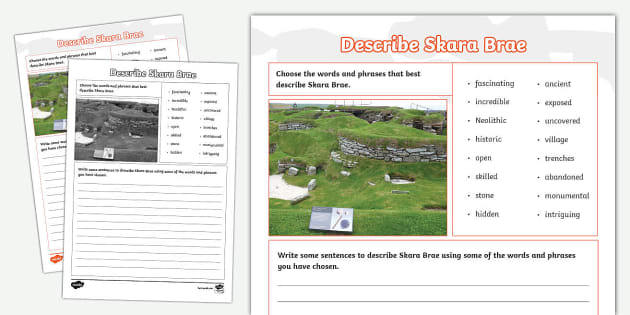 Describe Skara Brae Worksheet (Teacher-Made) - Twinkl