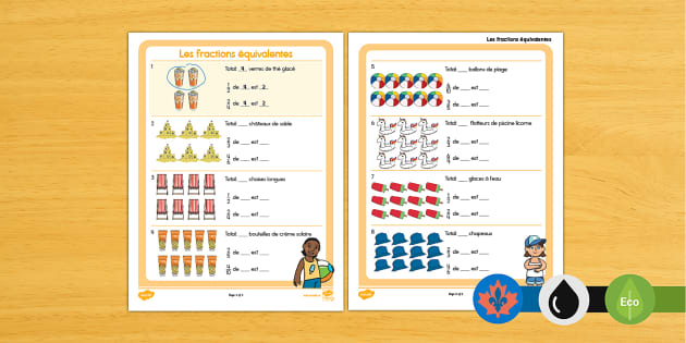 Summer Pie Fractions Activity French (Hecho por educadores)