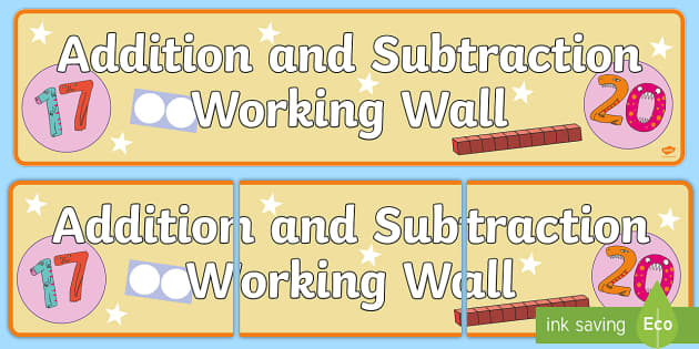 Addition and Subtraction Working Wall Display Banner