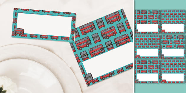 Big Red Bus Place Name Cards | Twinkl Party (teacher made)